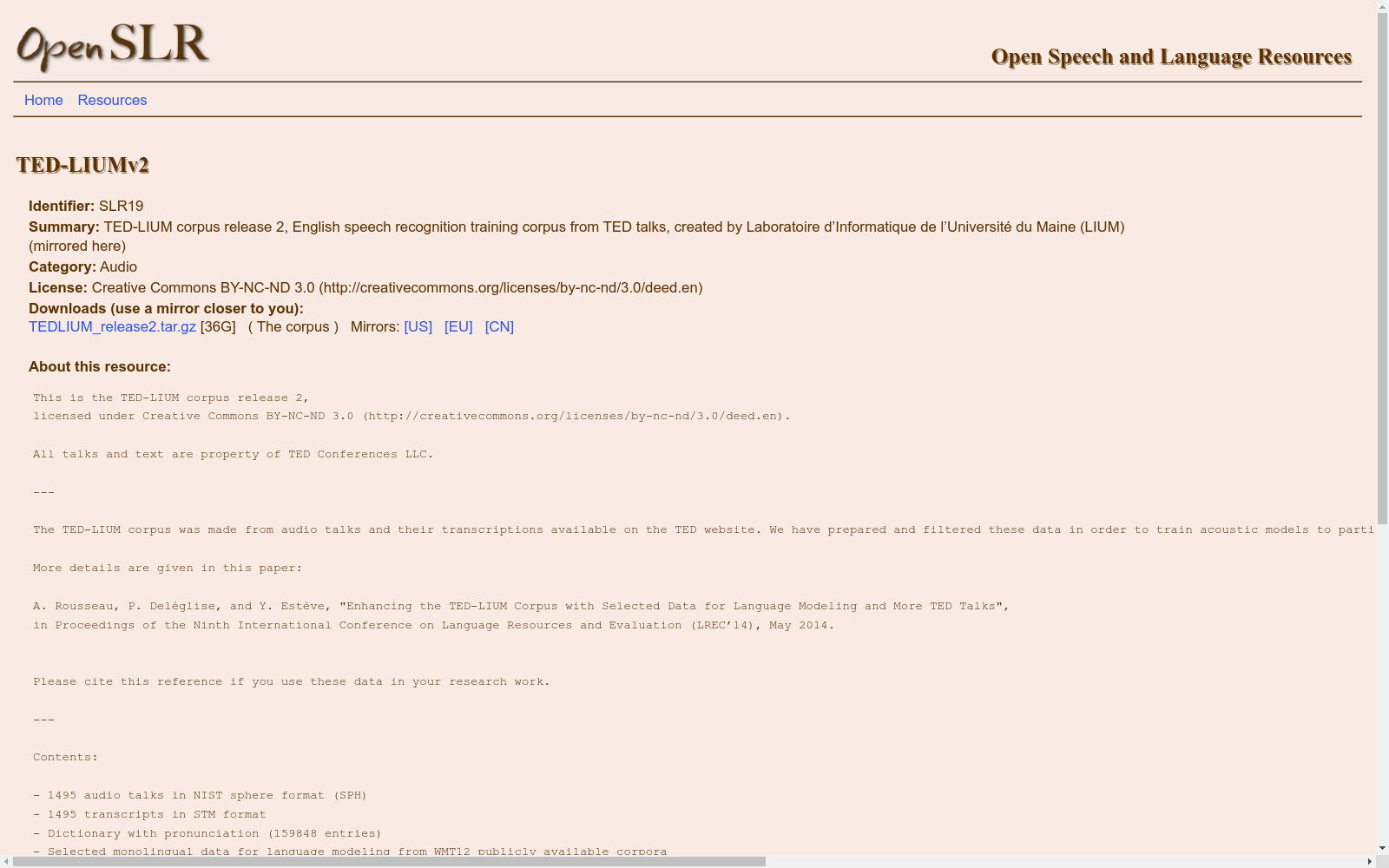 TED-LIUM 2|语音识别数据集|自然语言处理数据集