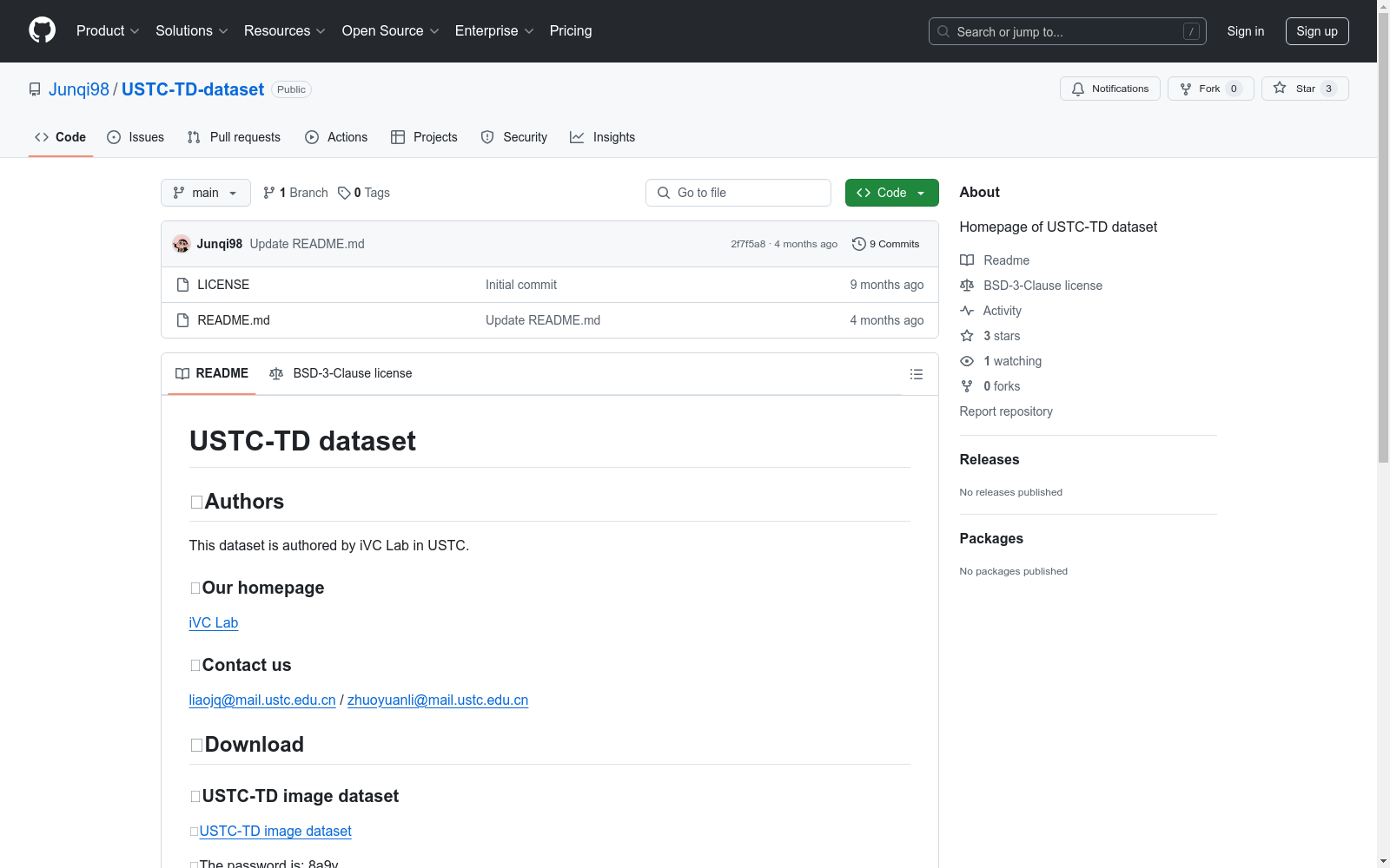 USTC-TD dataset|图像处理数据集|视频处理数据集