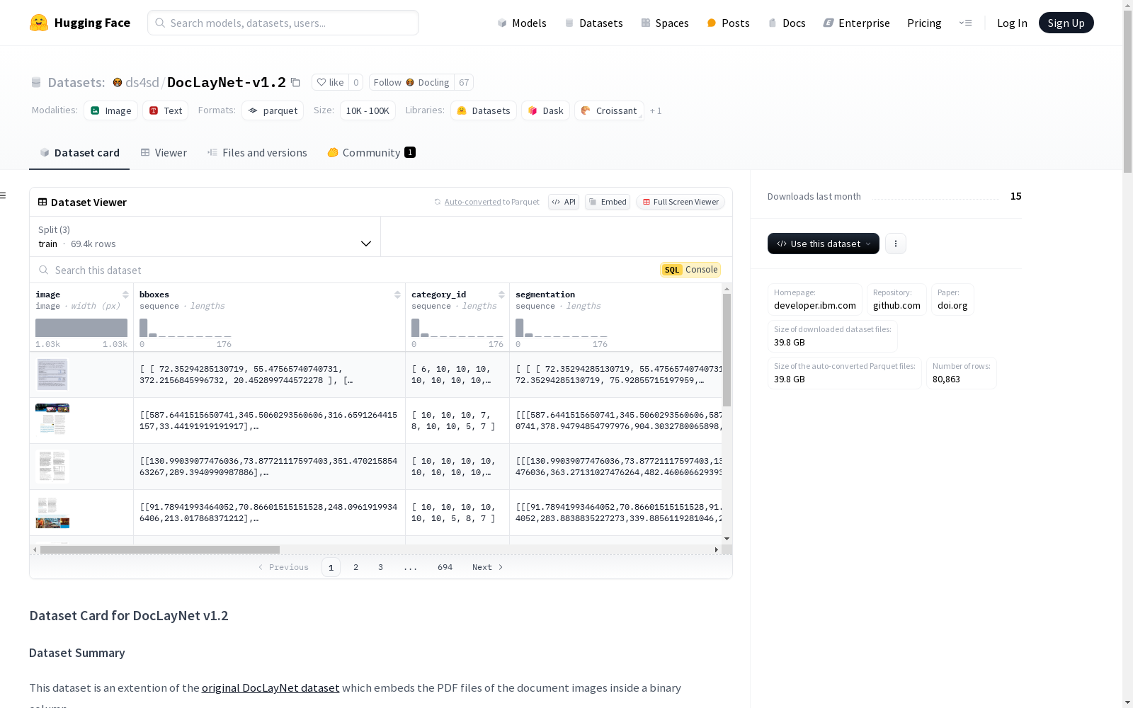 发布 DocLayNet-v1.2 数据集, 应用在 文档布局分析、计算机视觉 领域