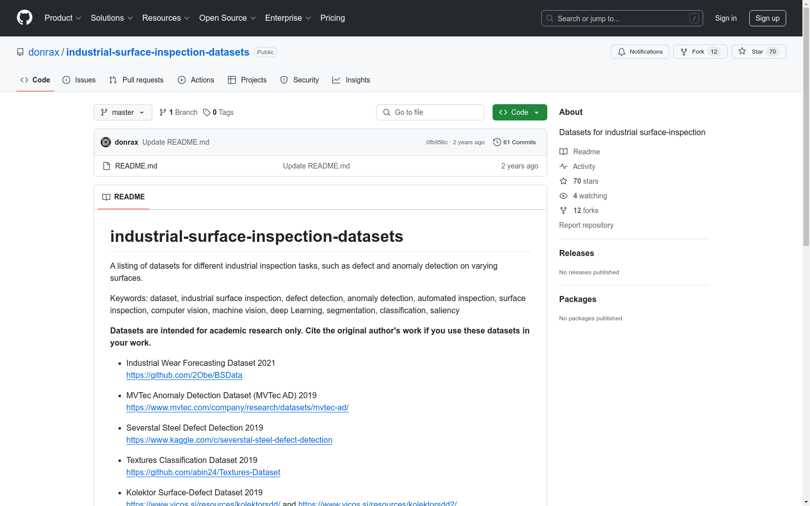 industrial-surface-inspection-datasets|工业检测数据集|计算机视觉数据集