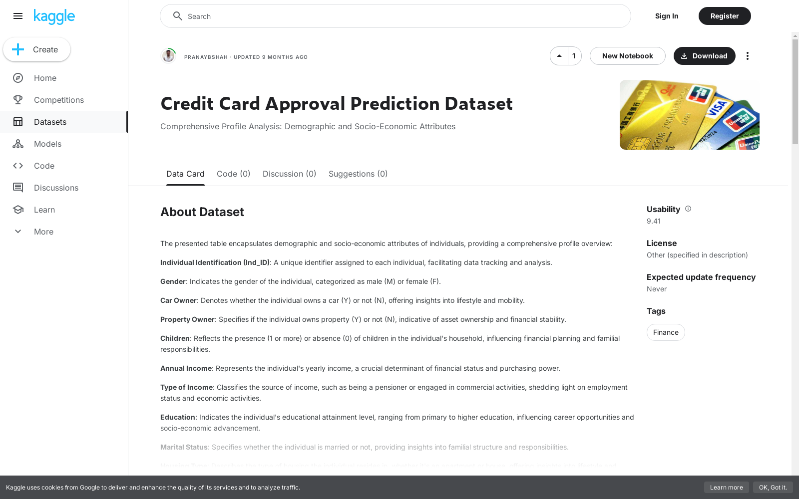 Credit Card Approval Prediction Dataset|信用评估数据集|数据分析数据集