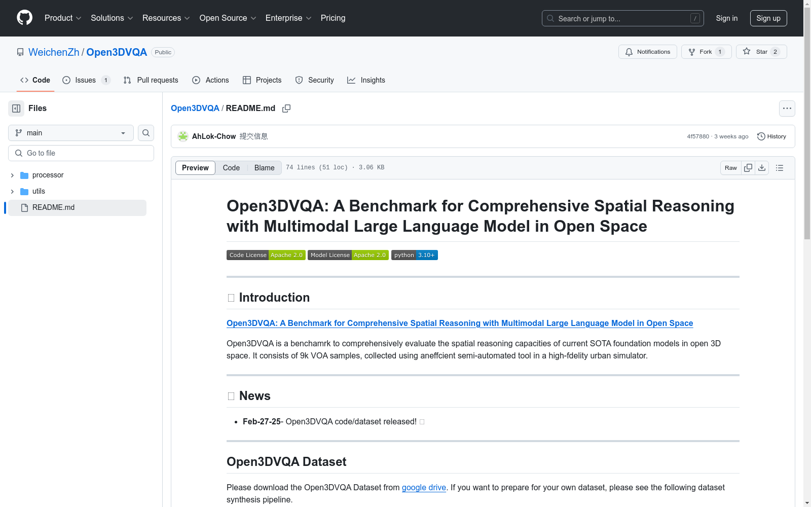 清华大学 发布 Open3DVQA 数据集, 应用在 三维视觉、机器学习 领域