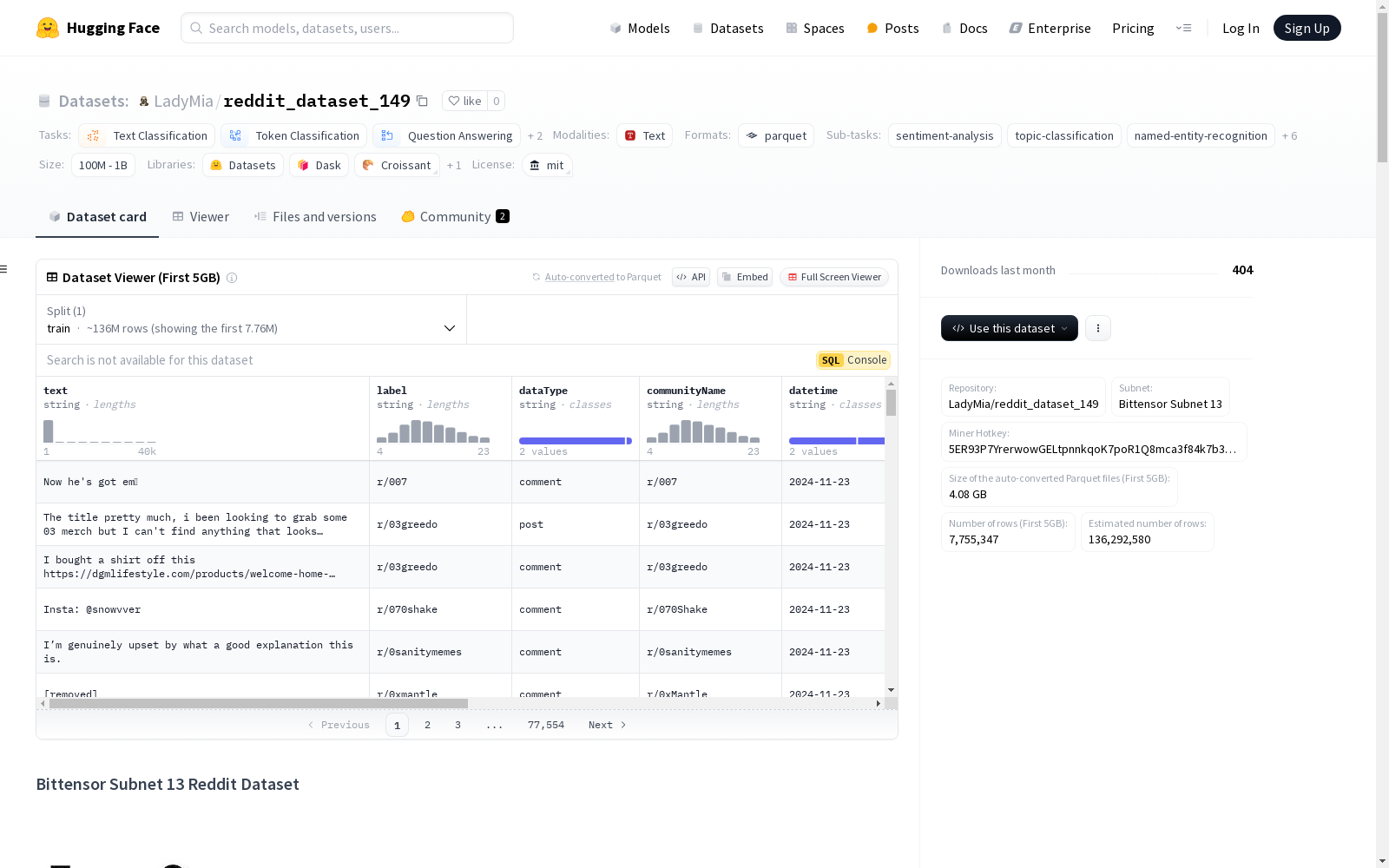reddit_dataset_149|社交媒体分析数据集|文本挖掘数据集