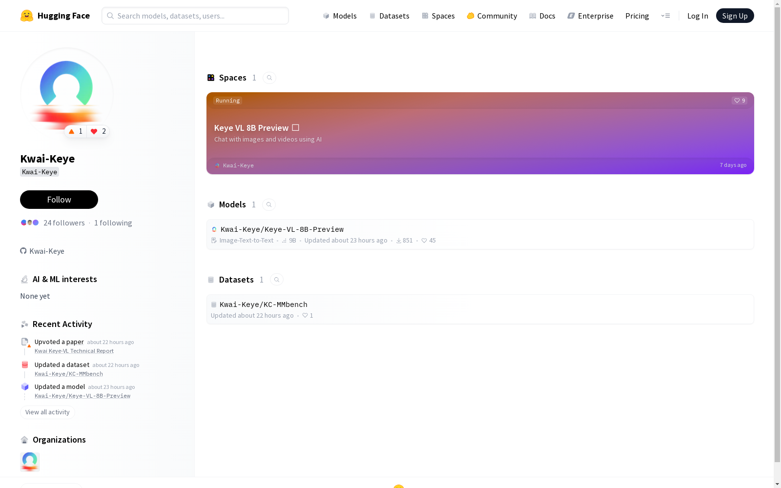 快手科技 发布 Kwai Keye-VL 数据集, 应用在 视频内容分析、短视频处理 领域