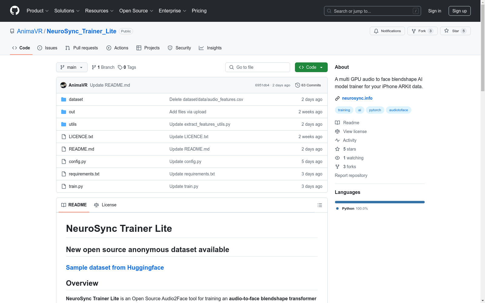 Neurosync_Audio2Face_Dataset|音频处理数据集|面部表情识别数据集