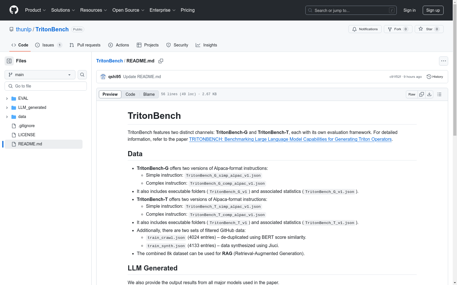 天津大学 发布 TRITONBENCH 数据集, 应用在 深度学习、代码生成 领域