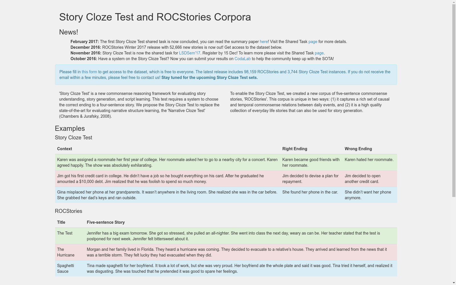 Story Cloze Test|故事理解数据集|自然语言处理数据集