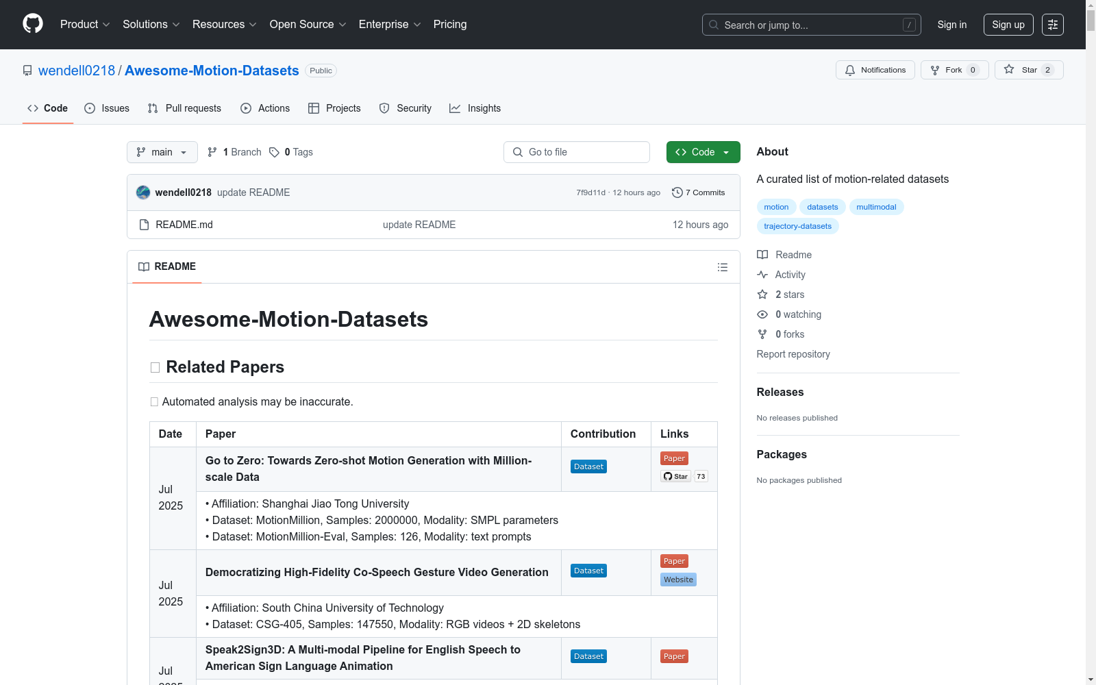 MotionMillion, MotionMillion-Eval, CSG-405, Sign3D-WLASL, ImpAct, MFT25 ...