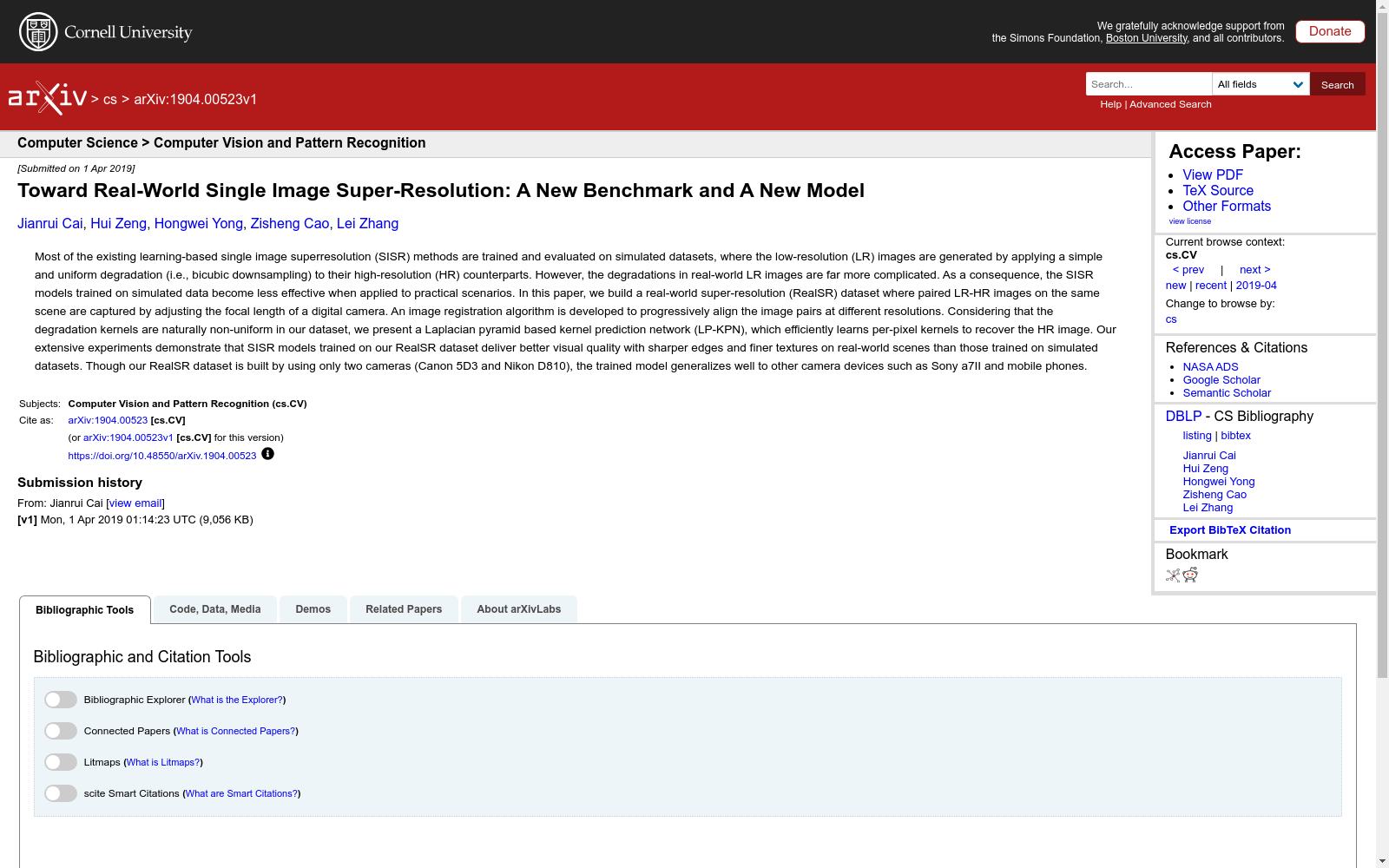 RealSR|图像超分辨率数据集|真实世界数据数据集