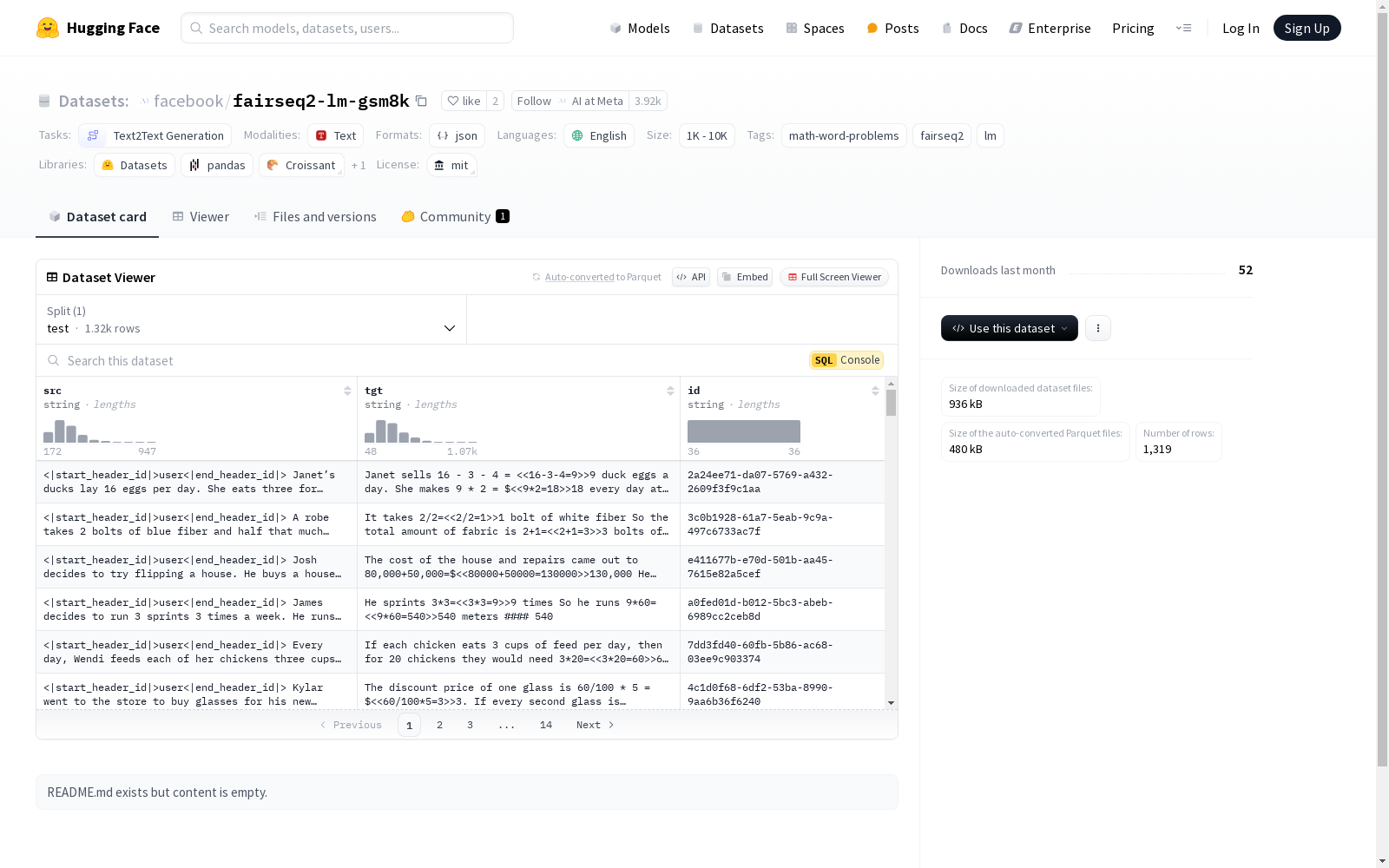 fairseq2-lm-gsm8k|文本生成数据集|数学问题数据集