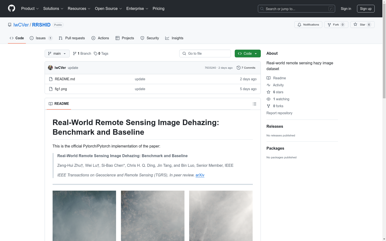 Real-World Remote Sensing Hazy Image Dataset (RRSHID)|遥感图像数据集|去雾处理数据集
