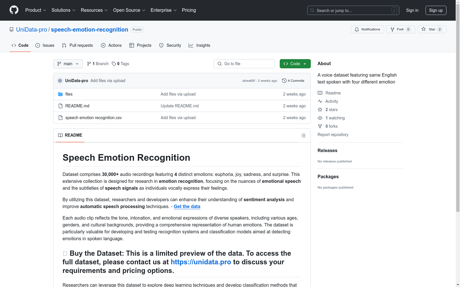 Speech Emotion Recognition Dataset|语音情感识别数据集