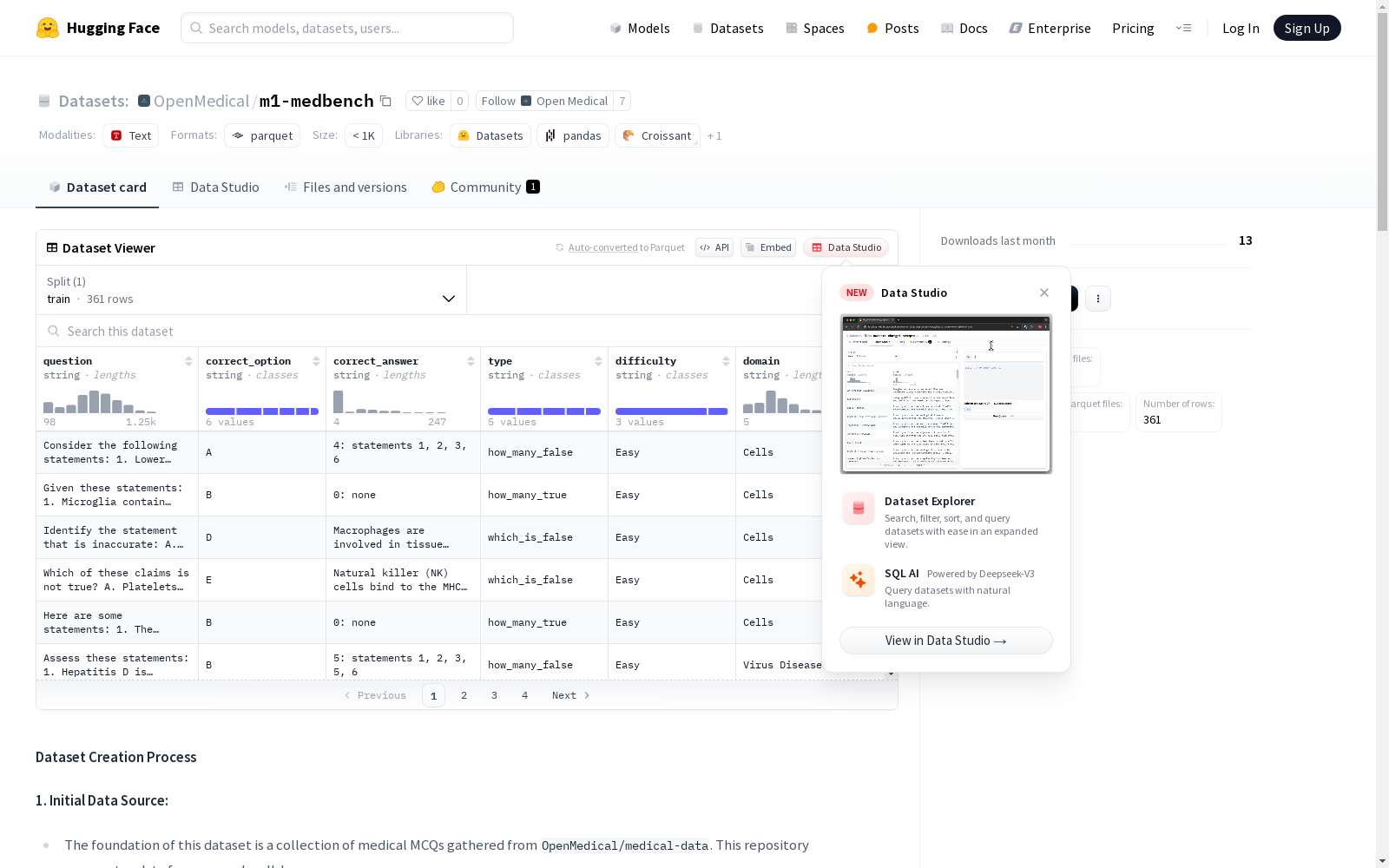 m1-medbench|医学教育数据集|数据标准化数据集