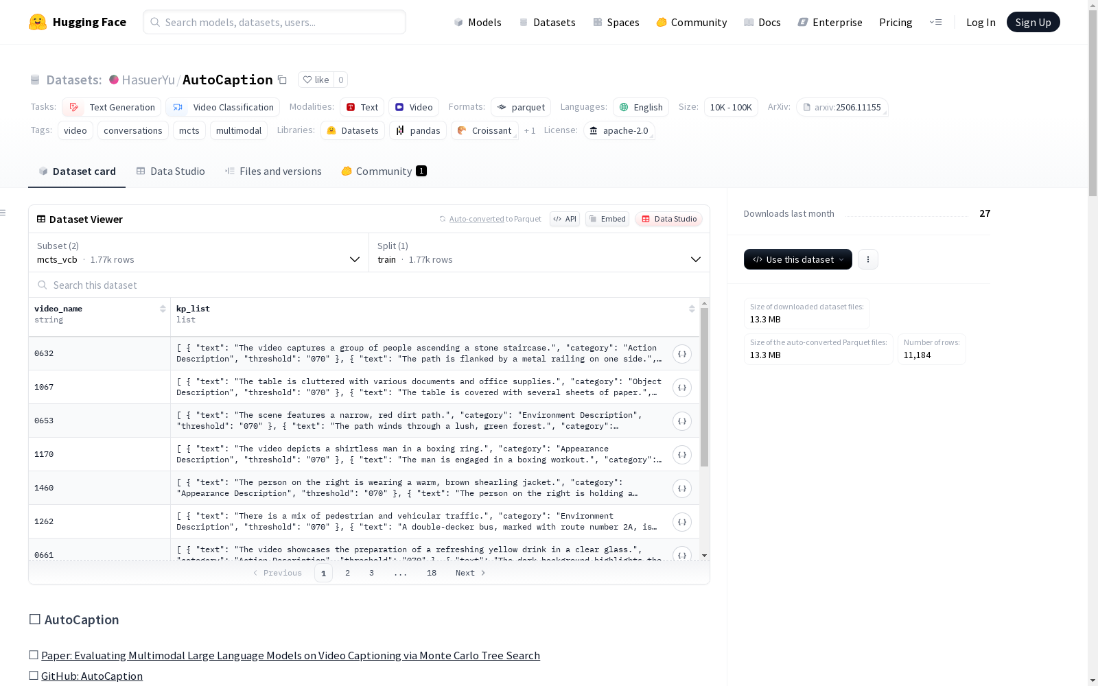 AutoCaption|视频理解数据集|自动标注数据集