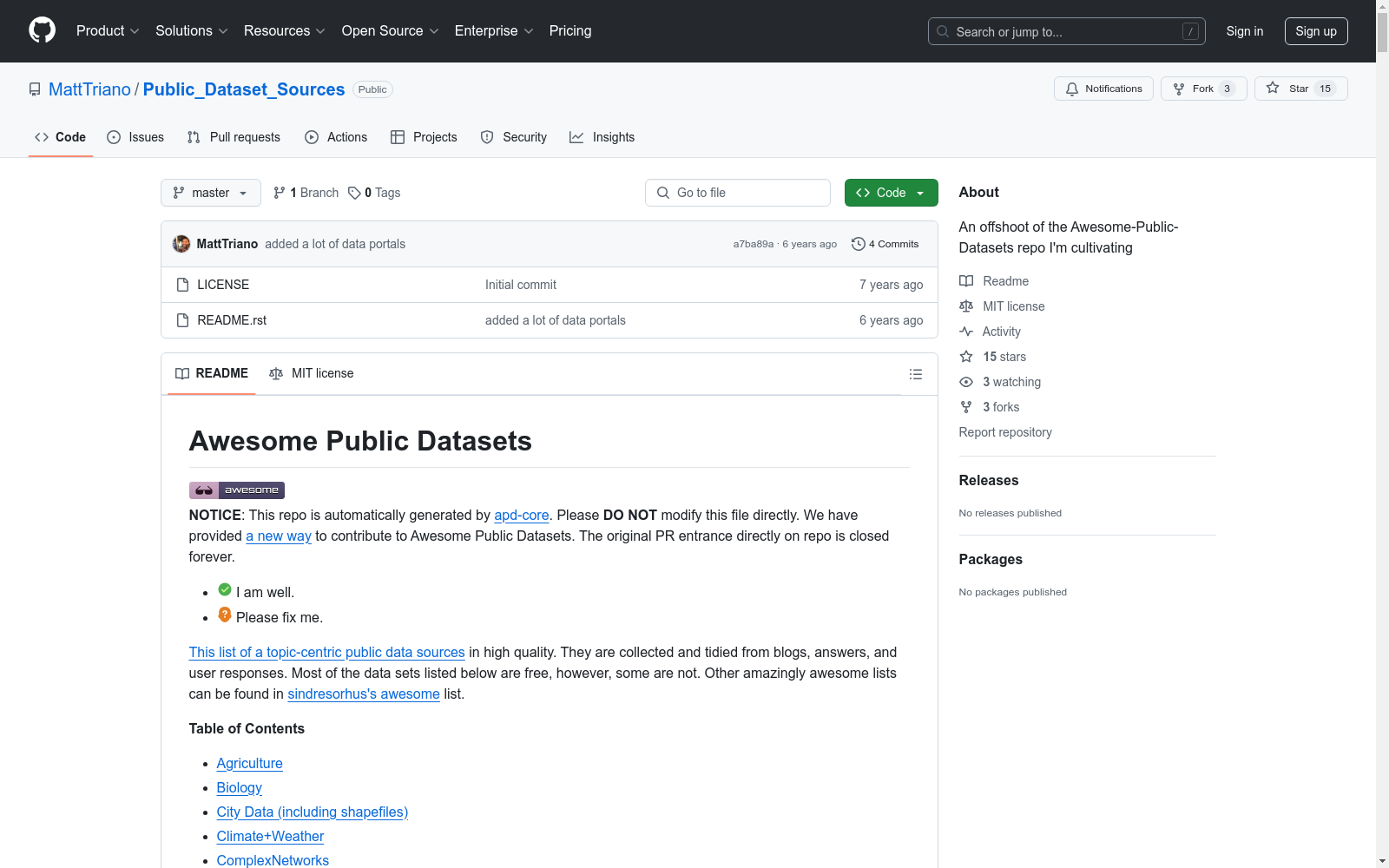 Awesome Public Datasets|公共数据集数据集|数据资源数据集