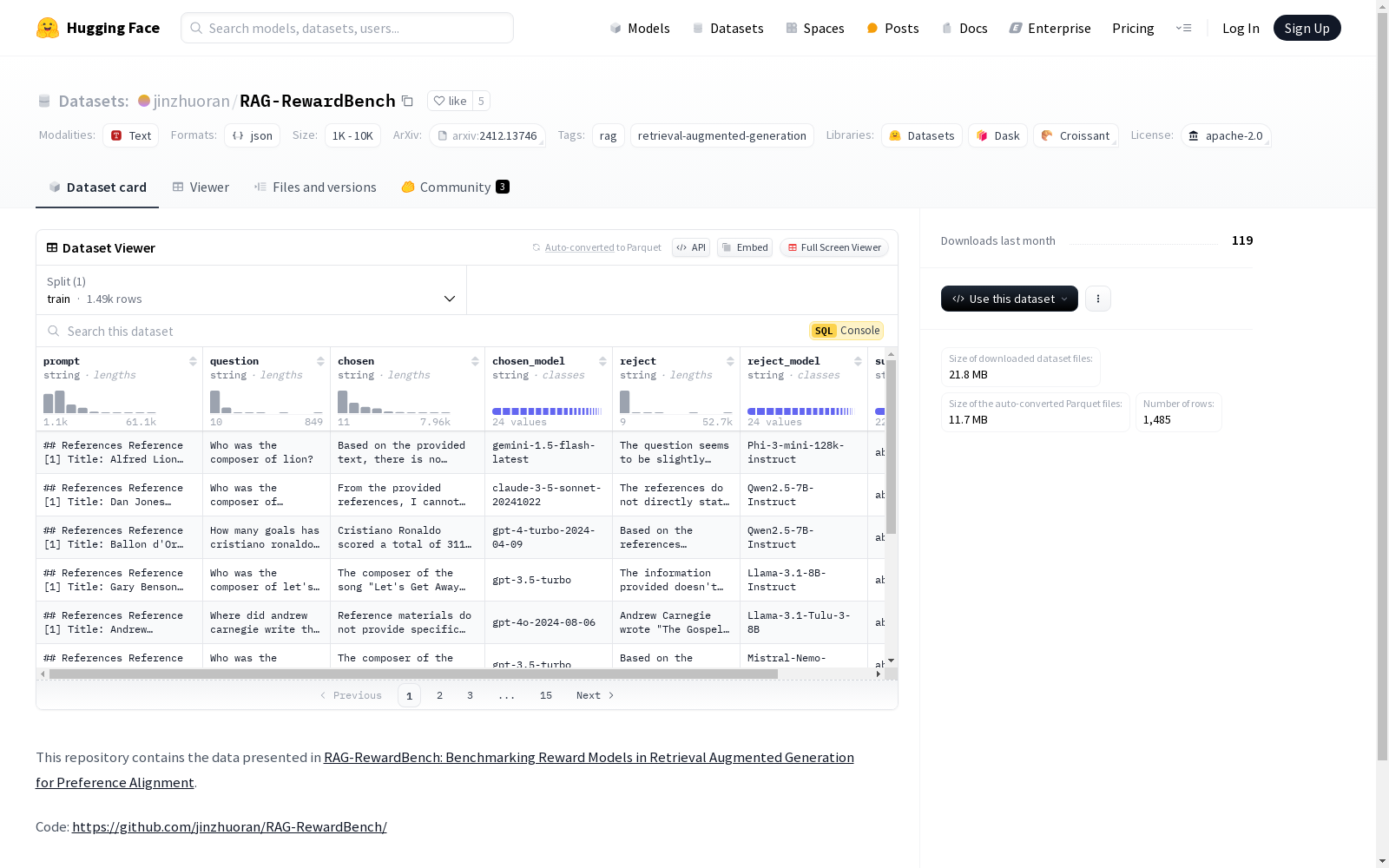 RAG-RewardBench|检索增强生成数据集|奖励模型评估数据集