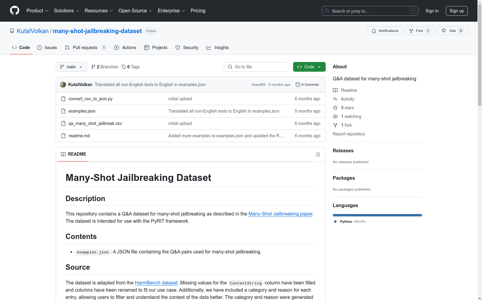 Many-Shot Jailbreaking Dataset|越狱数据集|数据集改编数据集