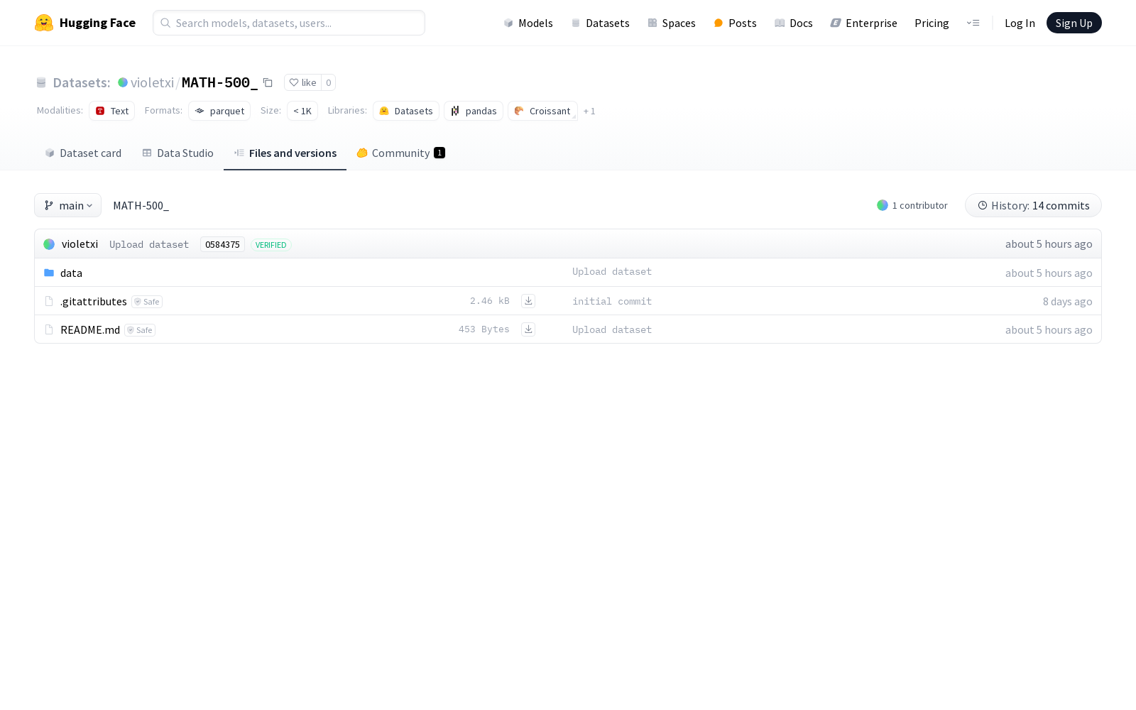 发布 MATH-500_ 数据集, 应用在 数学问答、对话系统训练 领域
