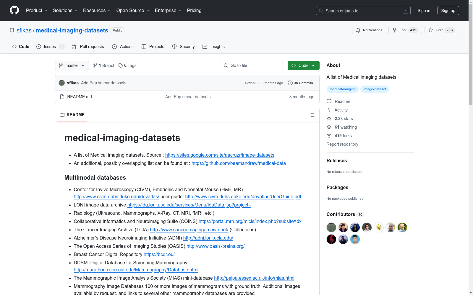 medical-imaging-datasets|医学影像数据集|医学研究数据集