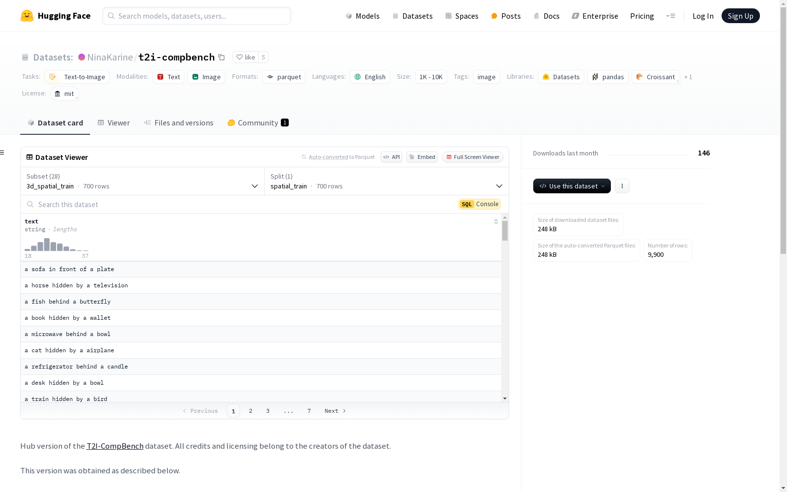 t2i-compbench|文本到图像生成数据集|机器学习数据集