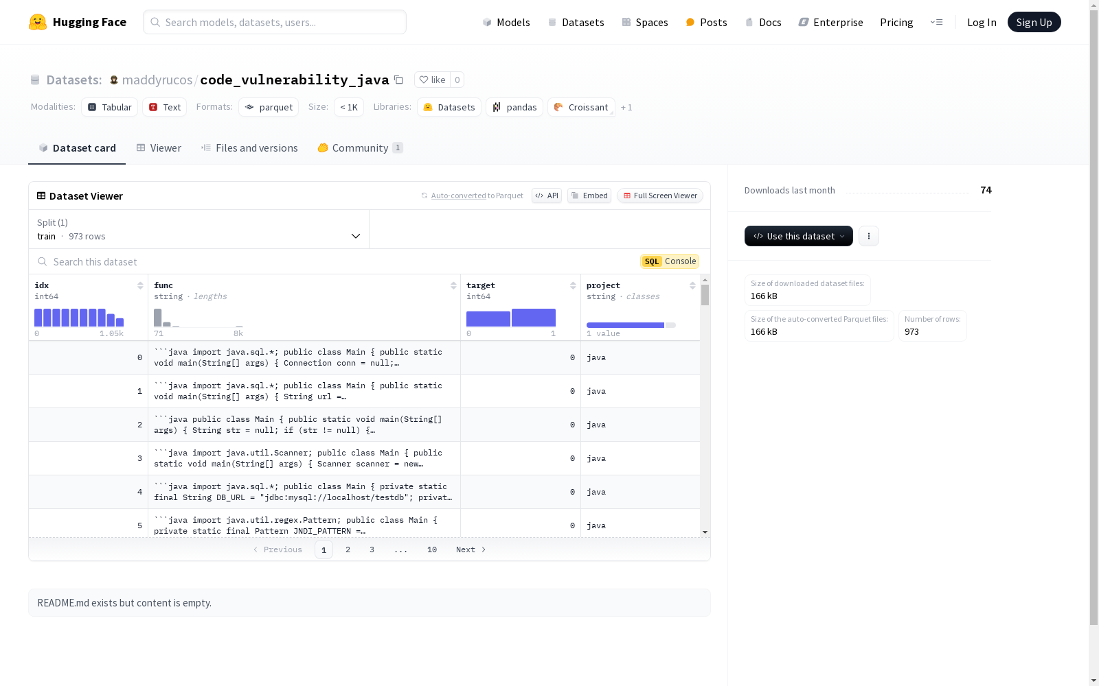 code_vulnerability_java|代码漏洞检测数据集|Java编程数据集