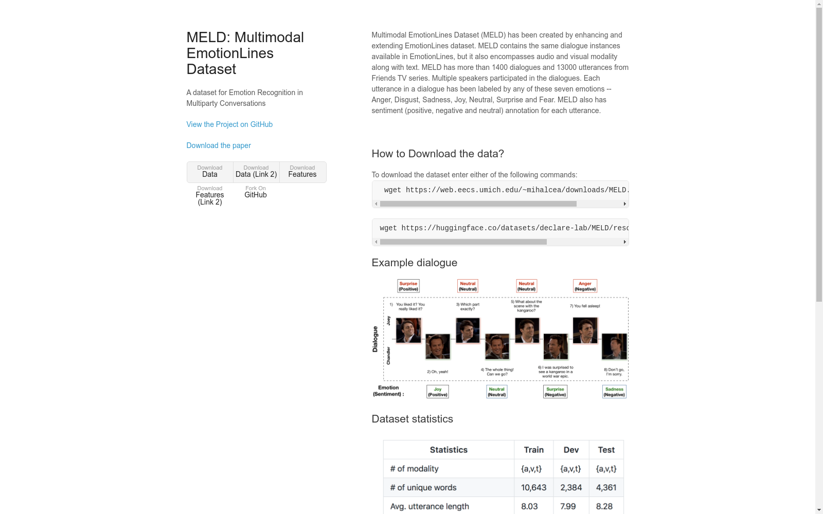 Multimodal EmotionLines Dataset (MELD)|情感识别数据集|多模态数据数据集