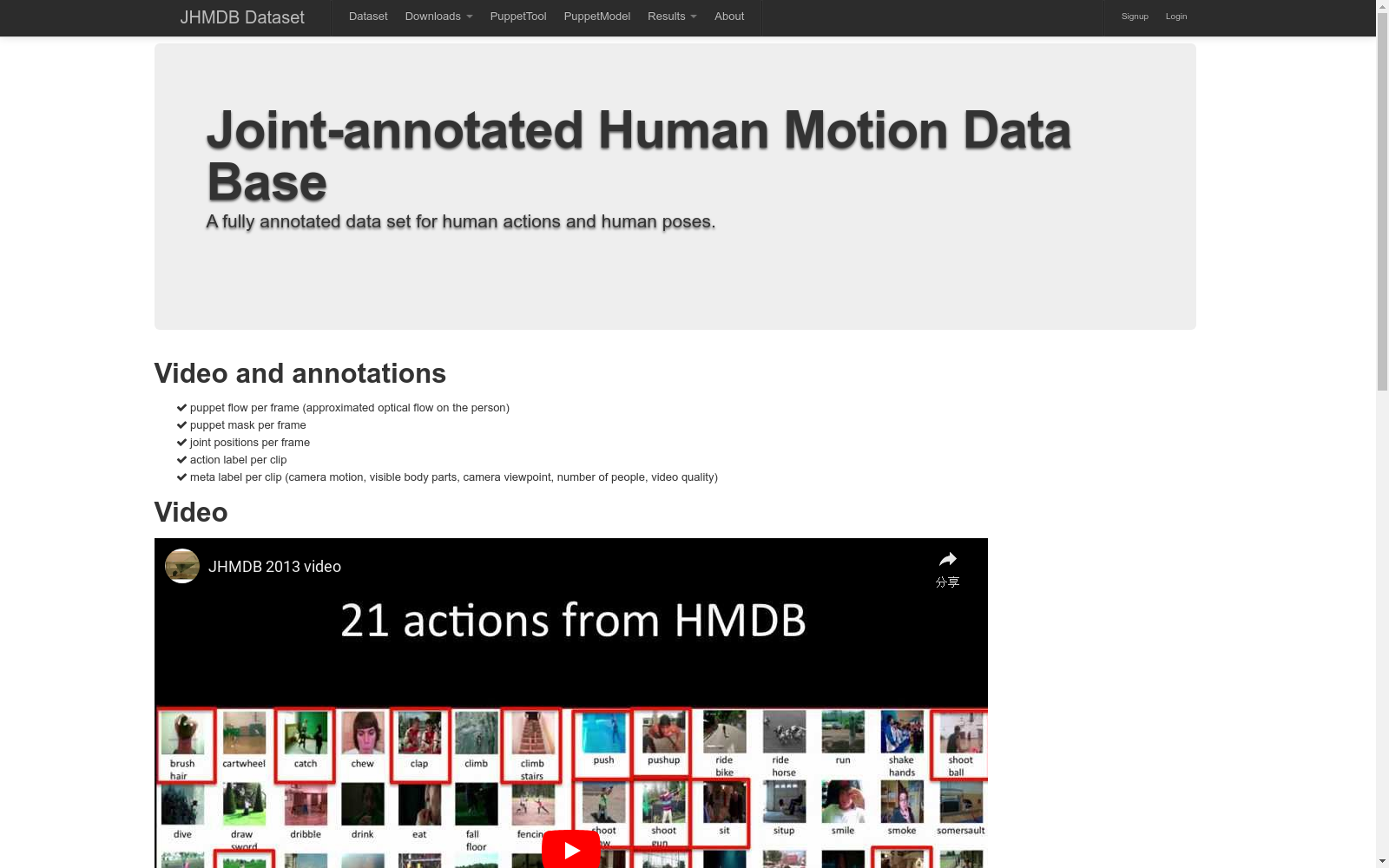 JHMDB - Joint Human Motion Database|人体动作识别数据集|视频分析数据集