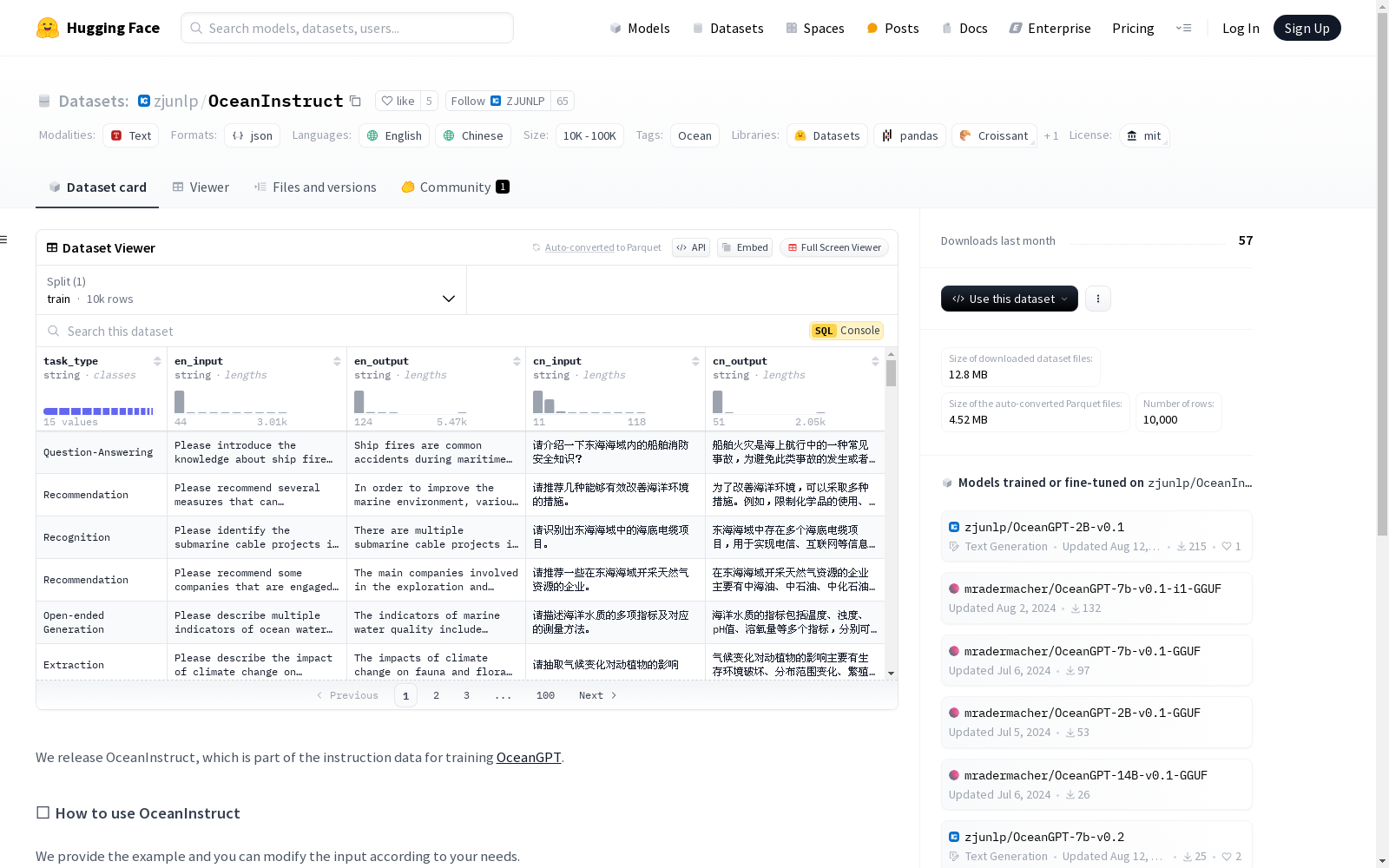 OceanInstruct|海洋科学数据集|语言模型训练数据集