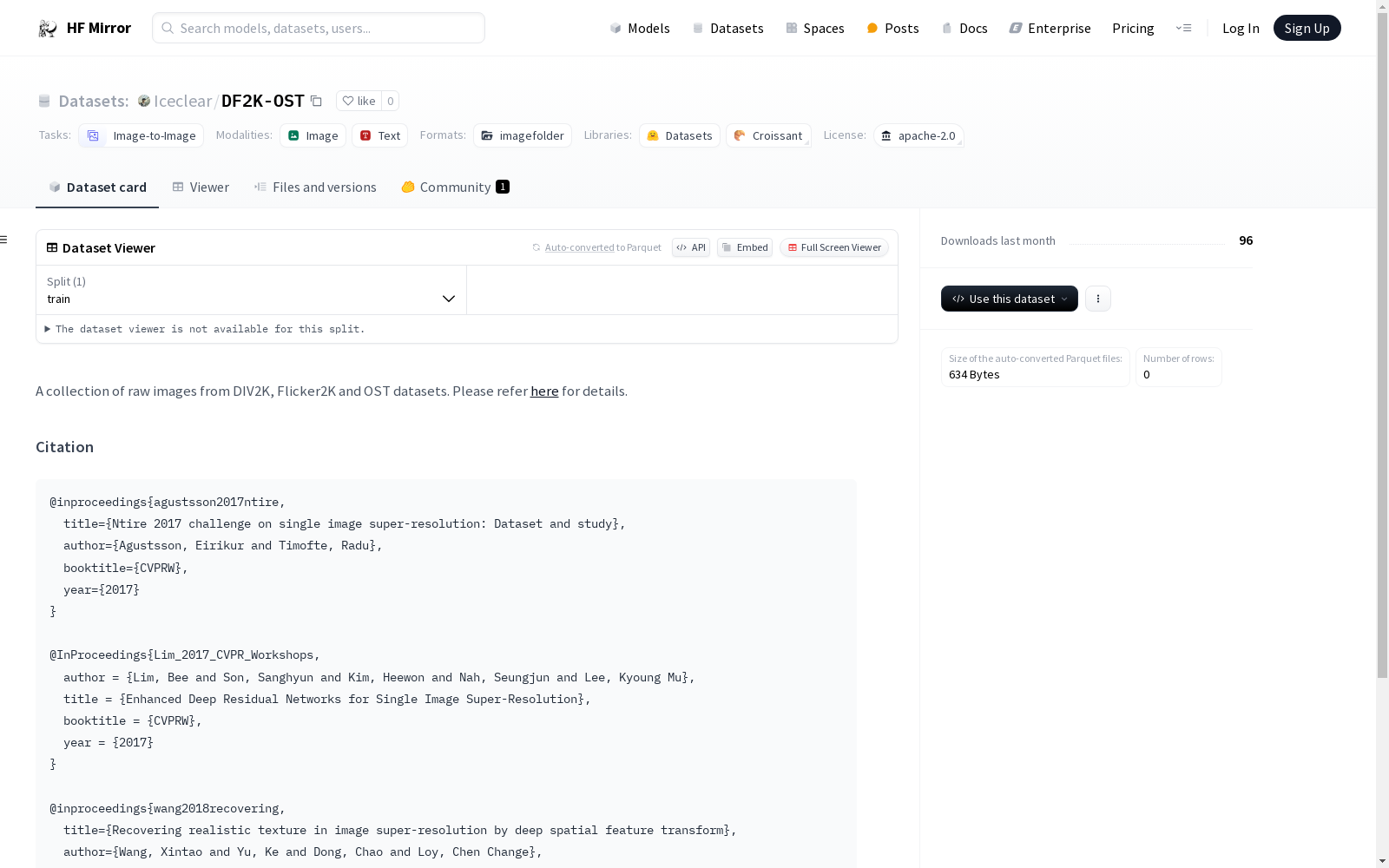 Iceclear/DF2K-OST|图像处理数据集|超分辨率数据集