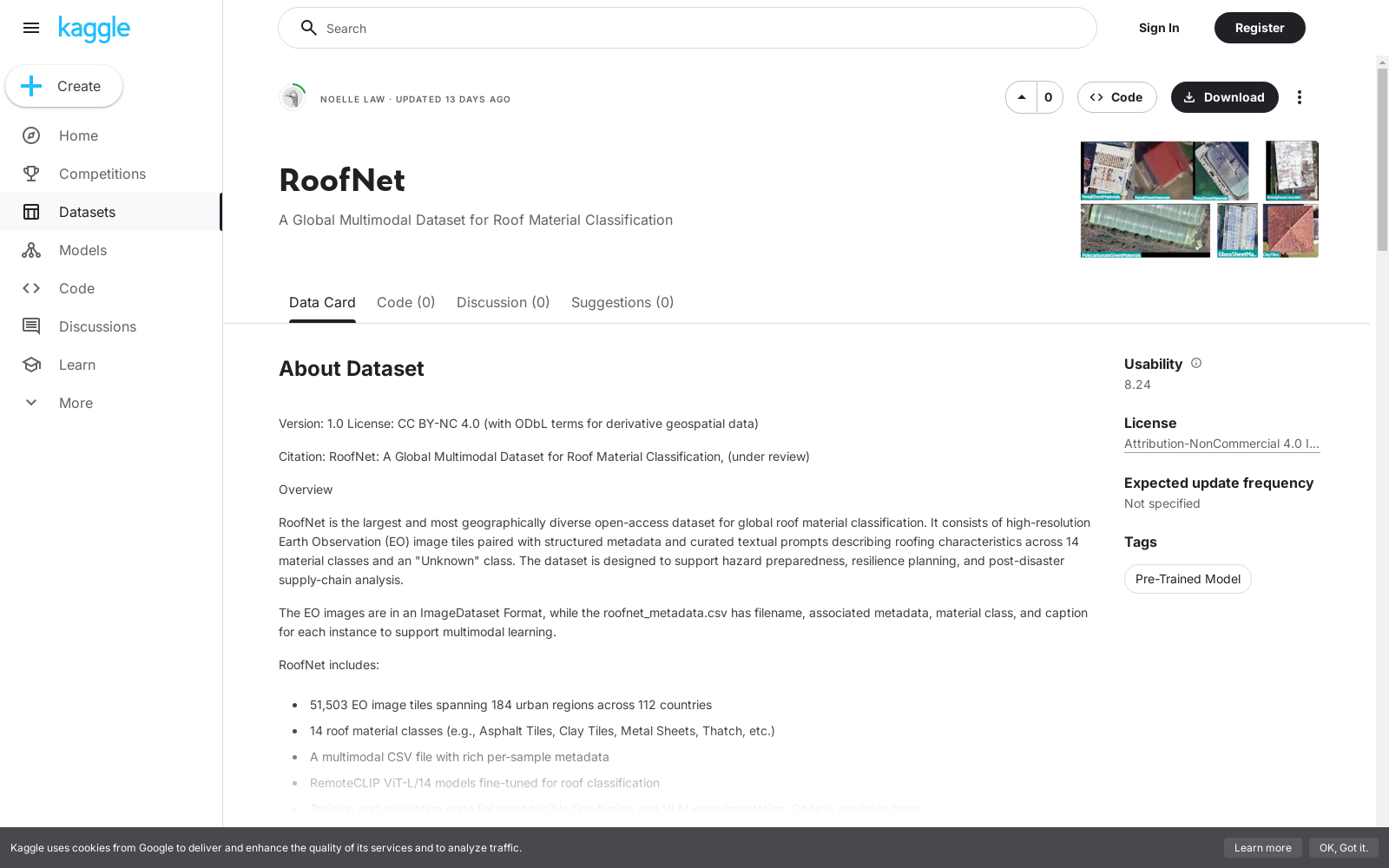 RoofNet|屋顶材料分类数据集|地球观测数据数据集