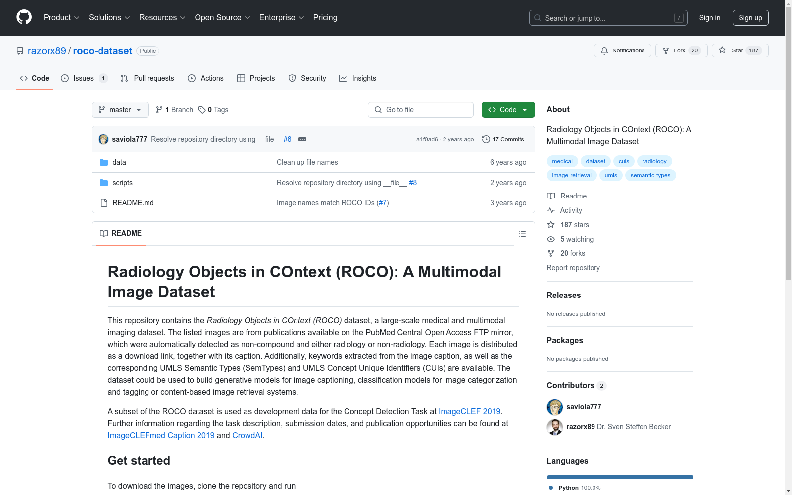 Radiology Objects in COntext (ROCO)|医学成像数据集|图像分析数据集