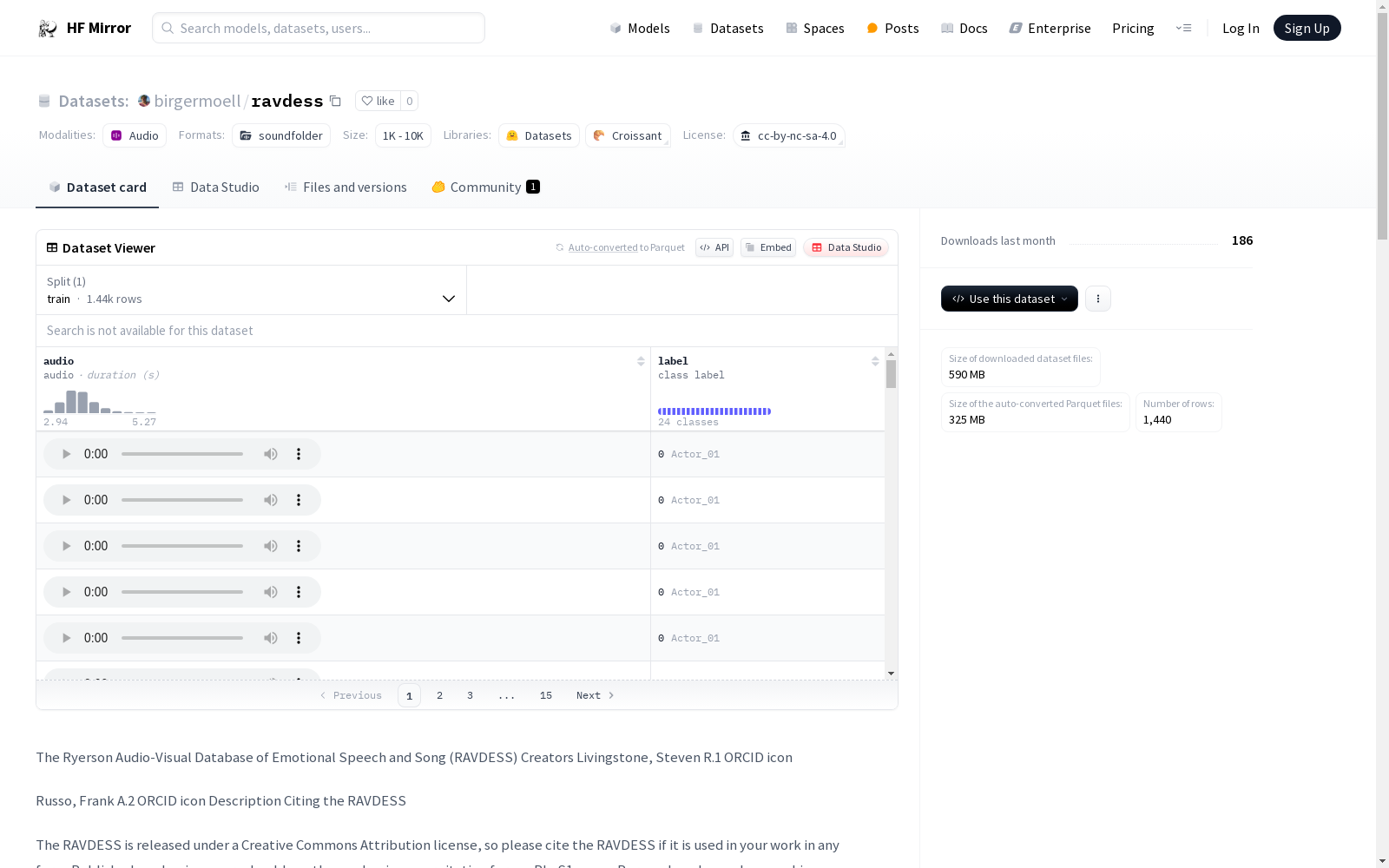birgermoell/ravdess|情感识别数据集|多模态数据数据集