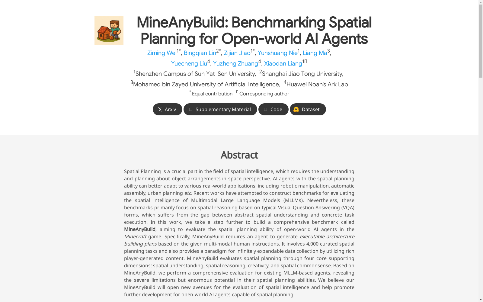 MineAnyBuild|游戏AI数据集|空间规划数据集