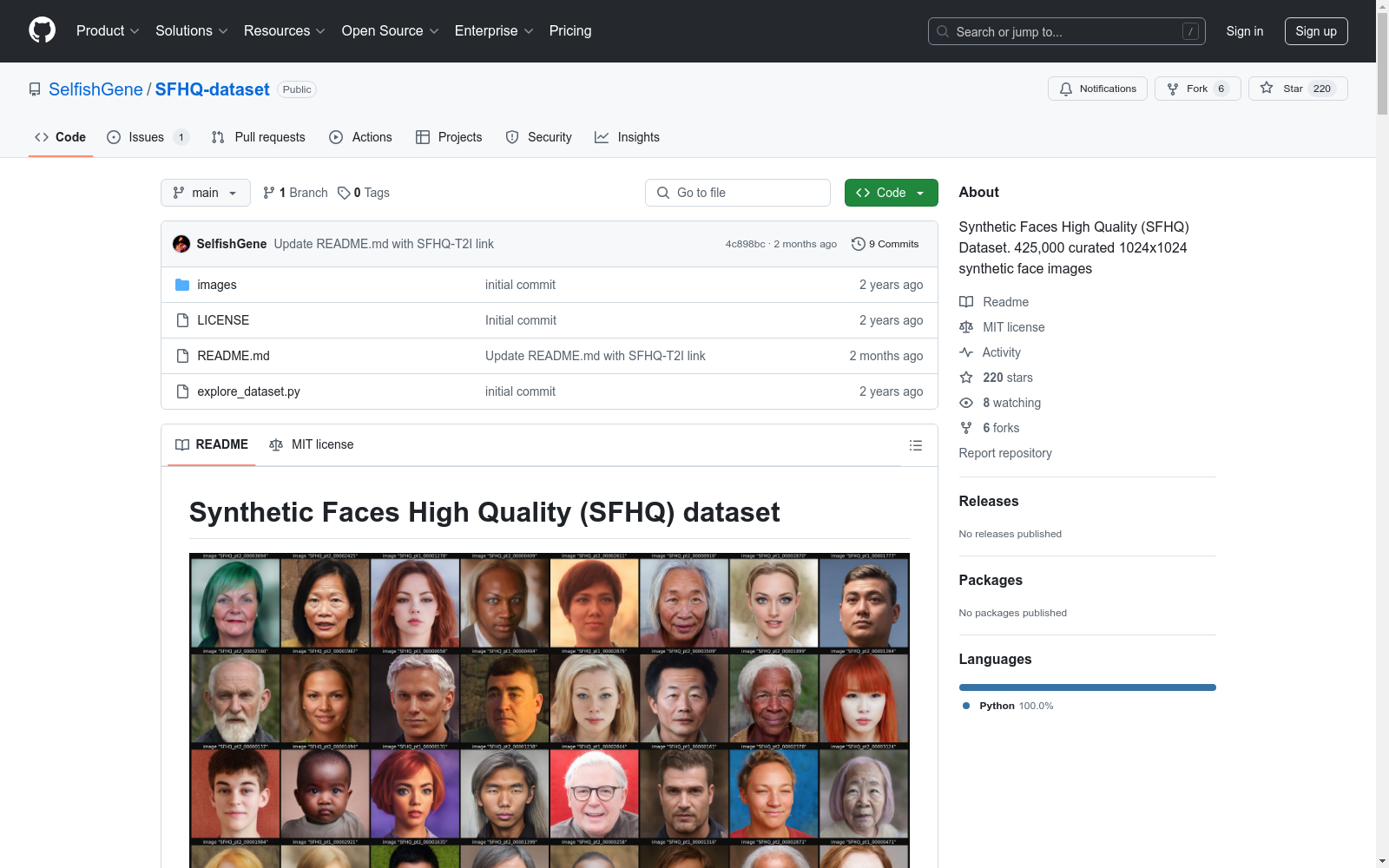 Synthetic Faces High Quality (SFHQ) dataset|人脸识别数据集|图像处理数据集