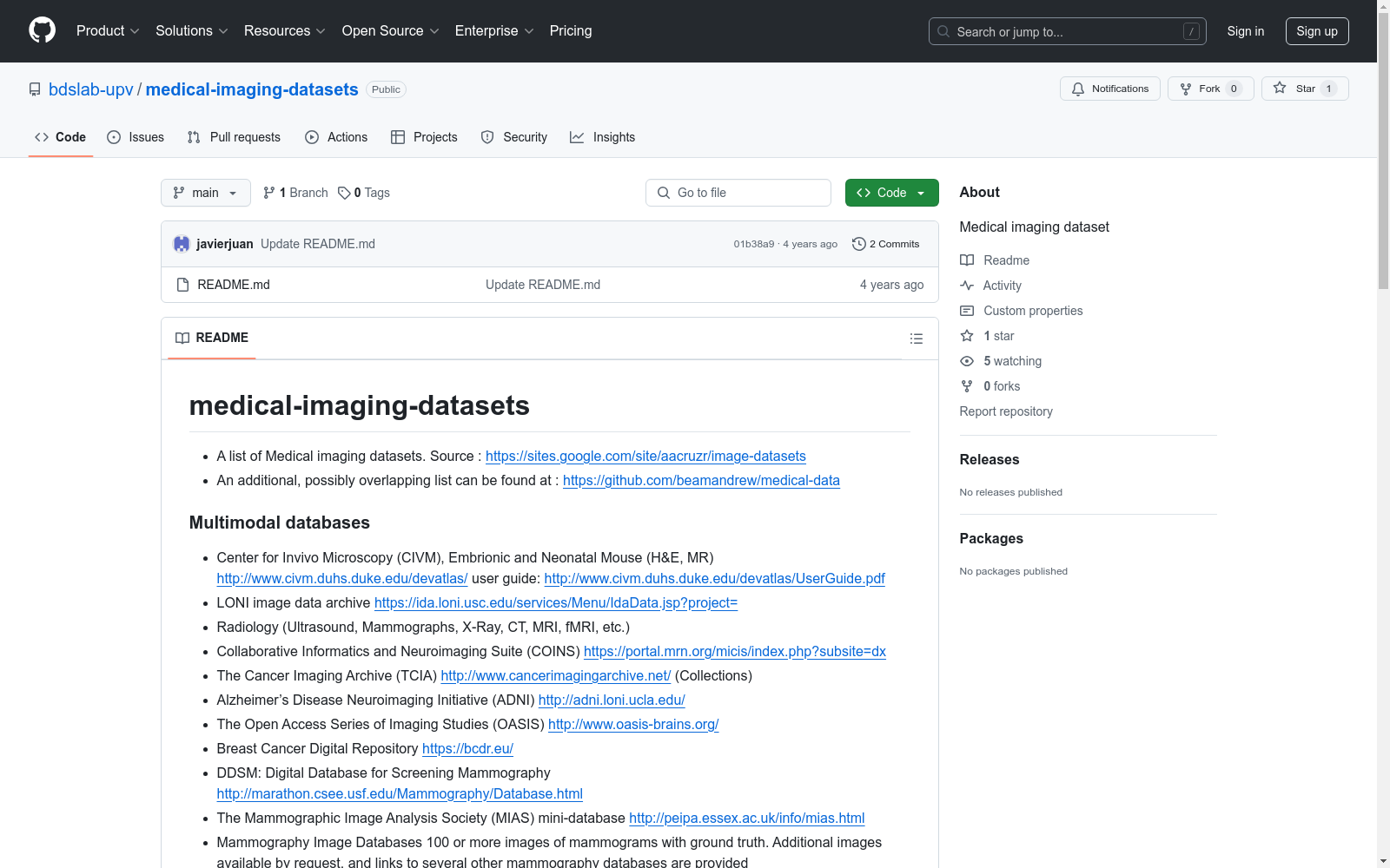 medical-imaging-datasets|医学影像数据集|医学研究数据集