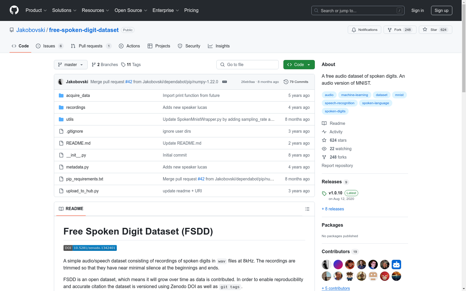 Free Spoken Digit Dataset (FSDD)|语音识别数据集|数字识别数据集