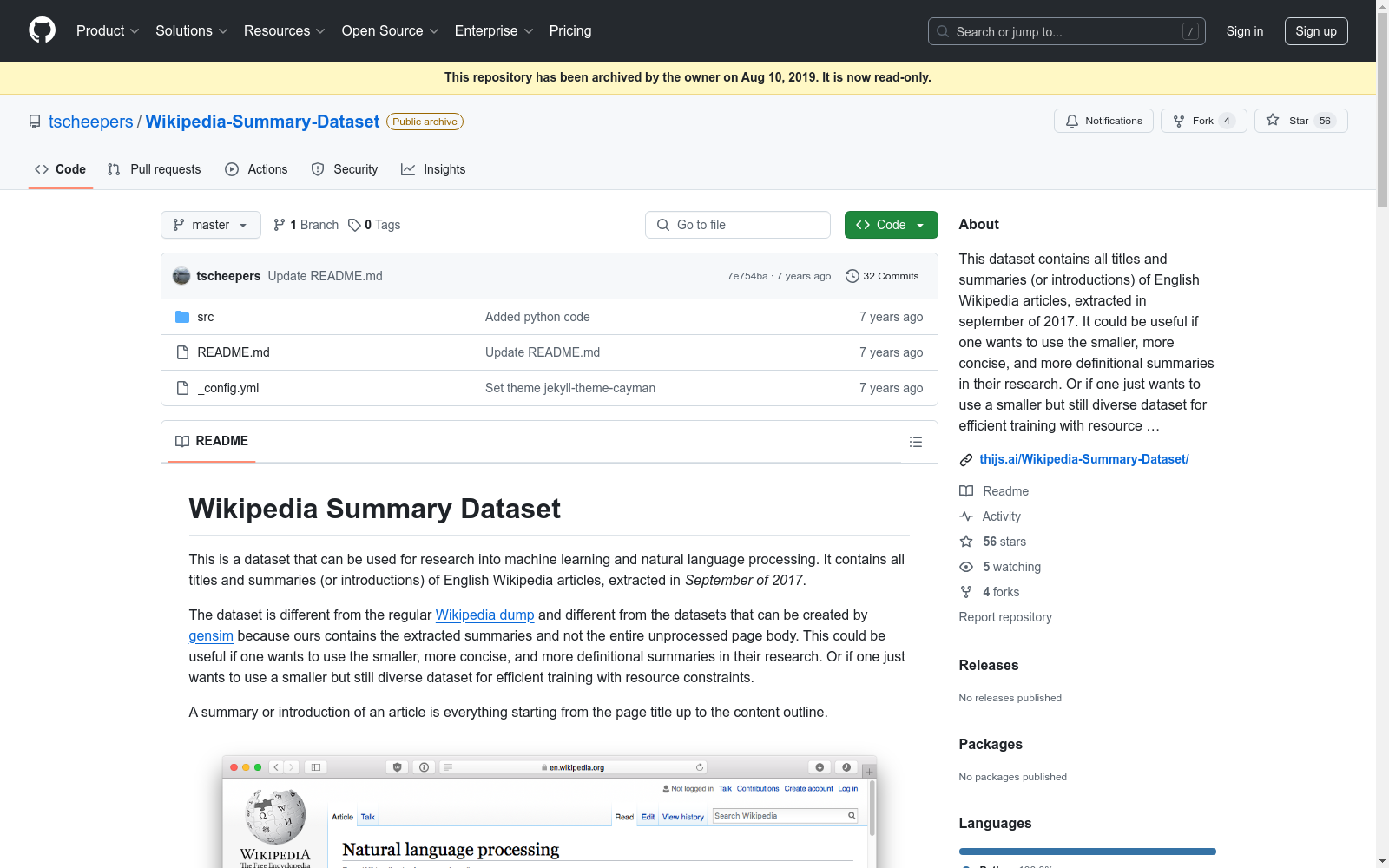 Wikipedia Summary Dataset|维基百科数据集|文本摘要数据集