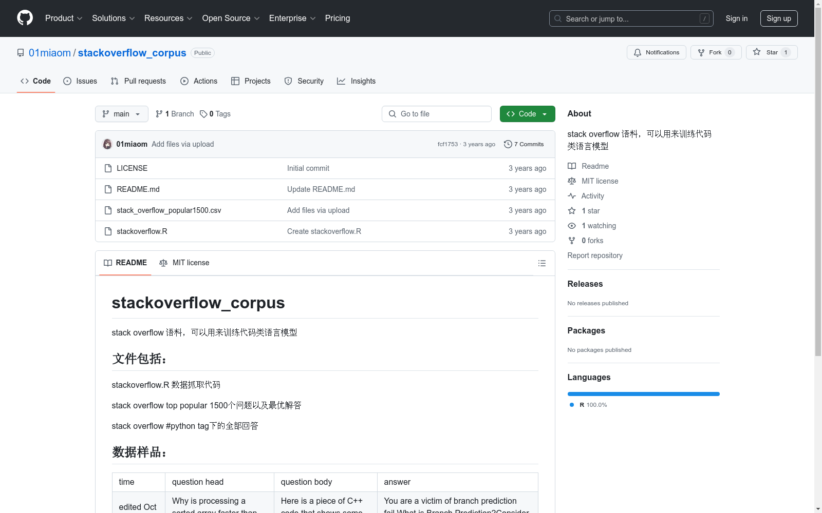 stackoverflow_corpus|Python数据集|机器学习数据集