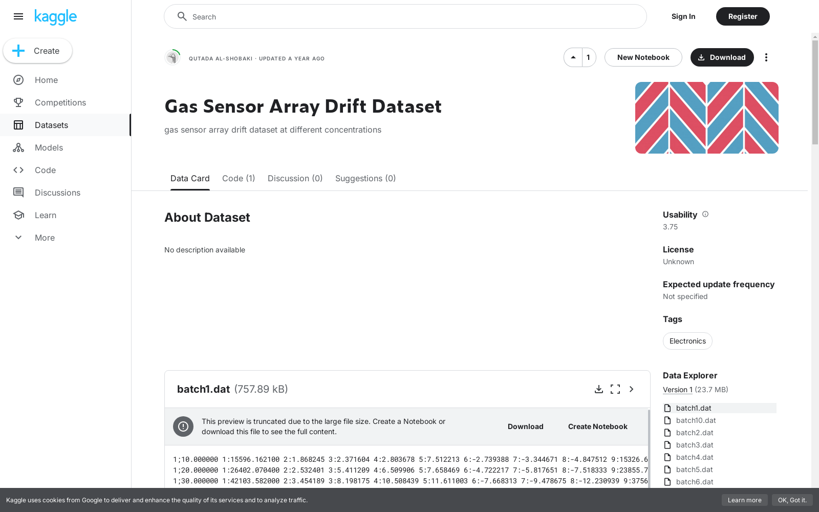Gas Sensor Array Drift Dataset|气体检测数据集|传感器技术数据集