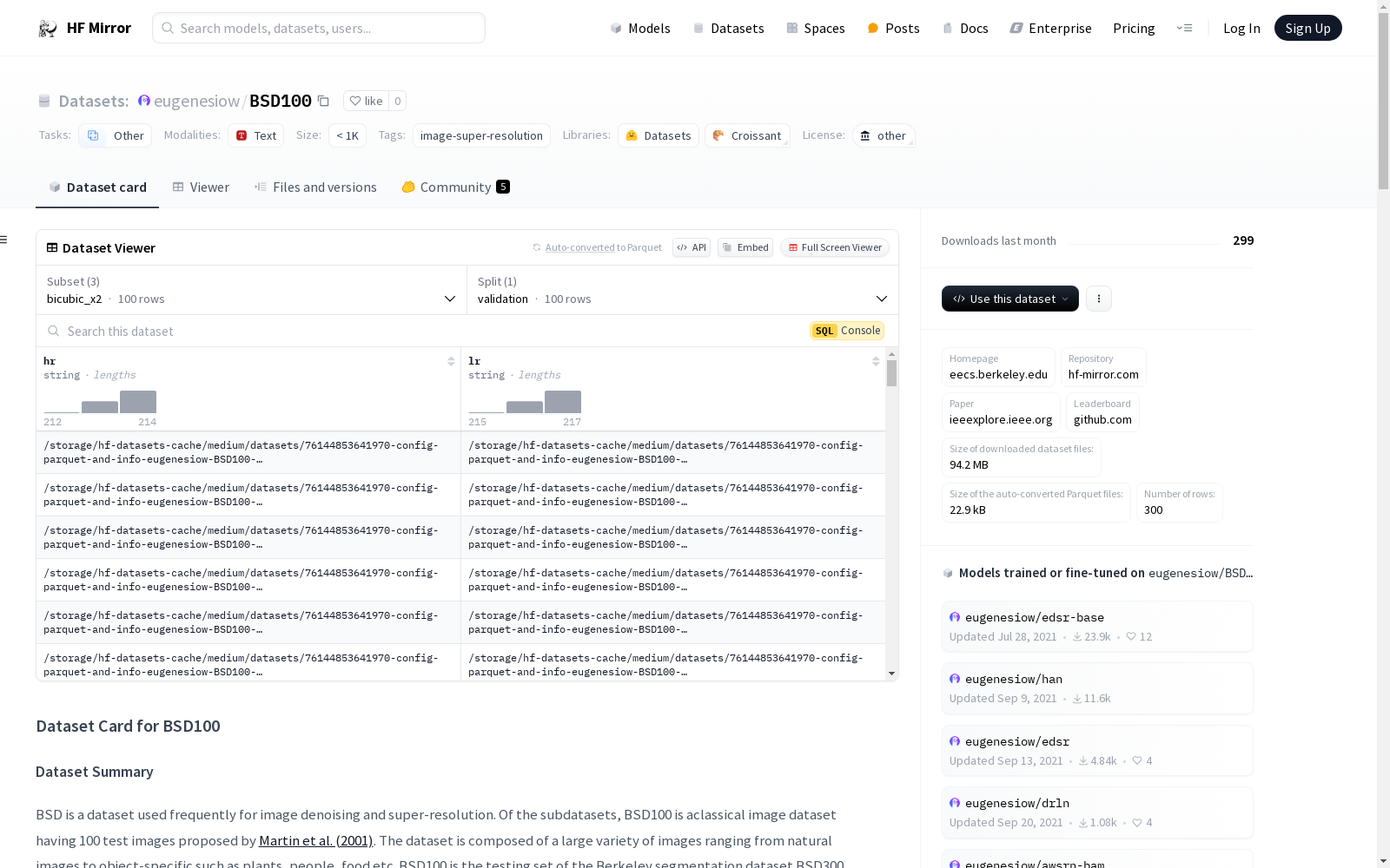 eugenesiow/BSD100|图像处理数据集|图像去噪数据集