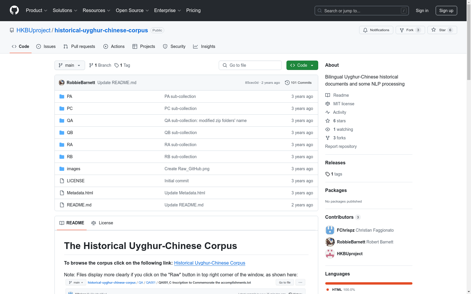 The Historical Uyghur-Chinese Corpus|双语历史文献数据集|跨文化交流数据集