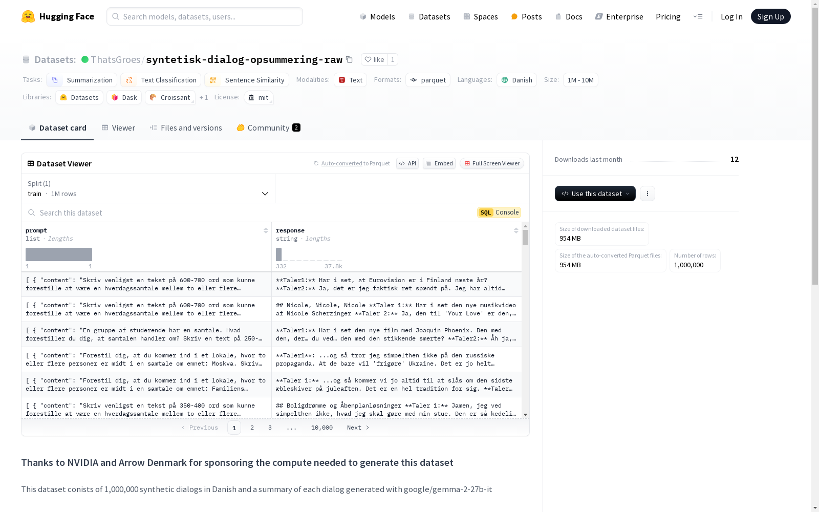 发布 syntetisk-dialog-opsummering-raw 数据集, 应用在 自然语言处理、对话摘要 领域