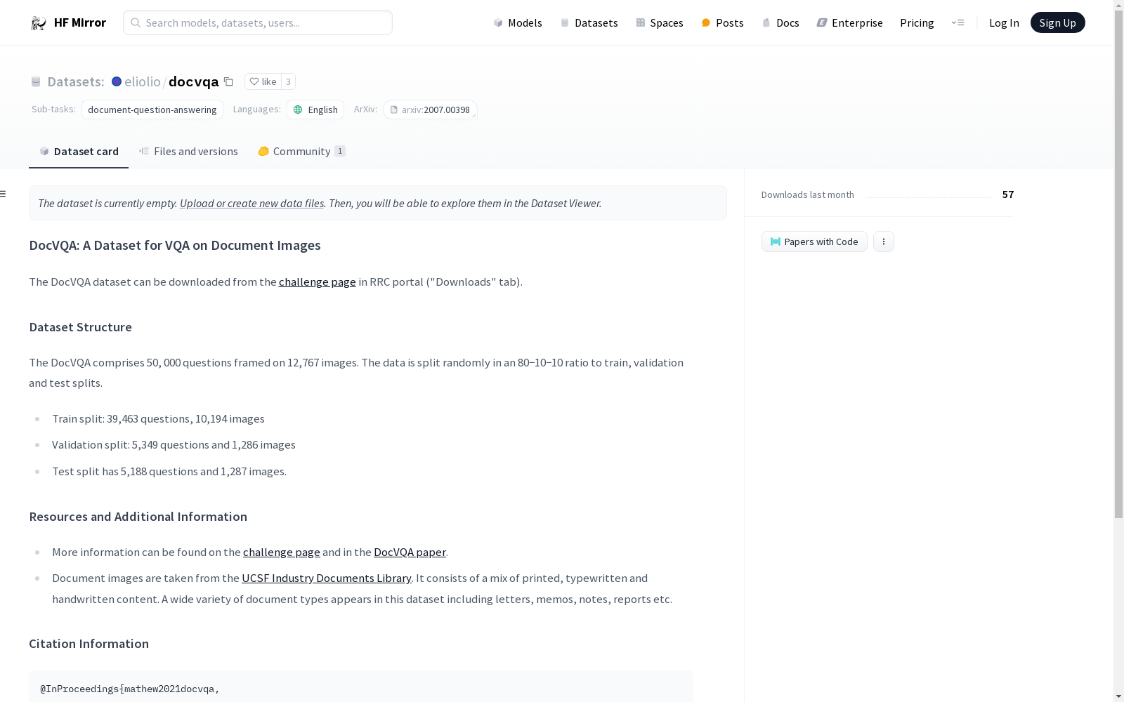 eliolio/docvqa|视觉问答数据集|机器学习数据集