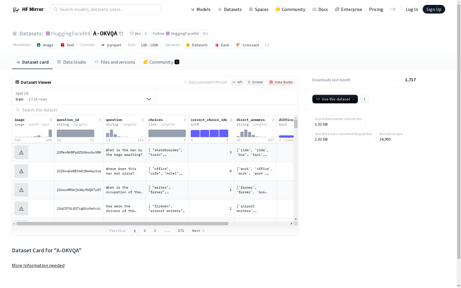 HuggingFaceM4/A-OKVQA|视觉问答数据集|计算机视觉数据集