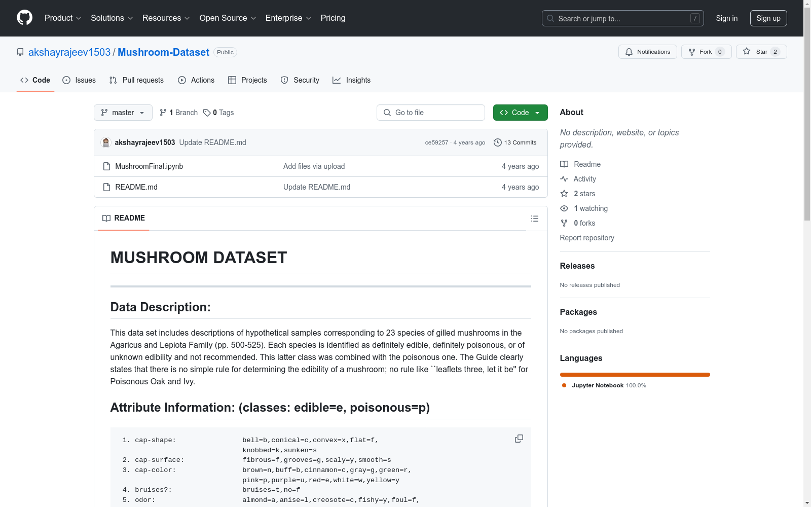 Mushroom Dataset|蘑菇分类数据集|食用安全性数据集