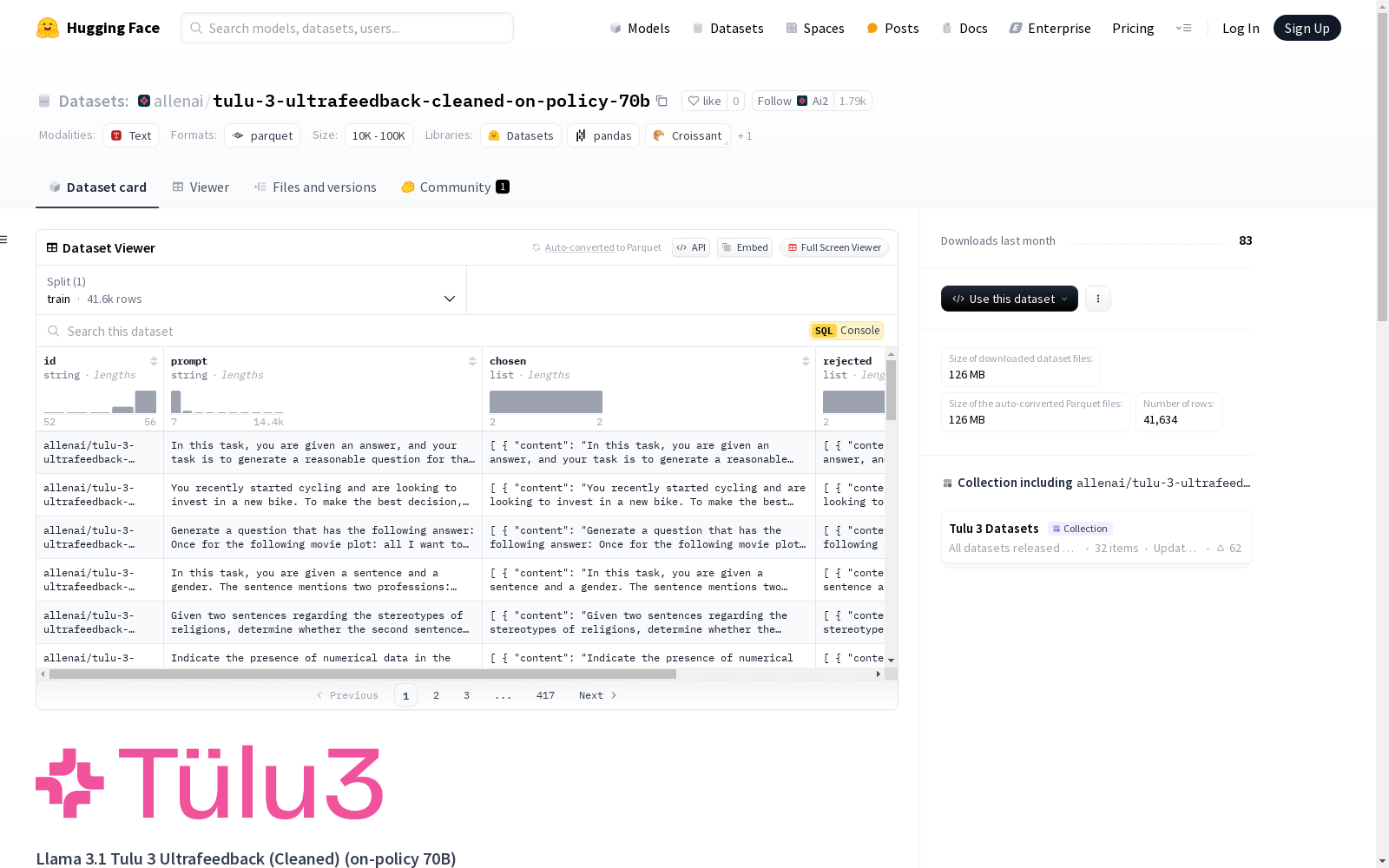 tulu-3-ultrafeedback-cleaned-on-policy-70b|自然语言处理数据集|模型评估数据集