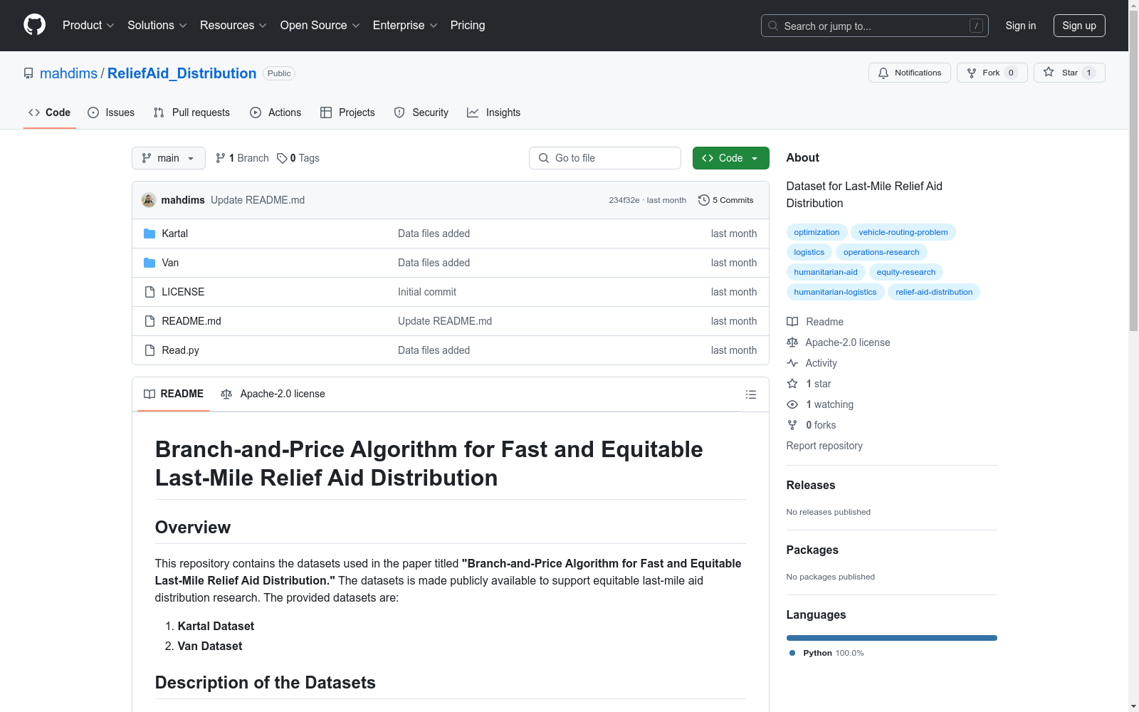 Kartal Dataset, Van Dataset|灾害管理数据集|物流优化数据集