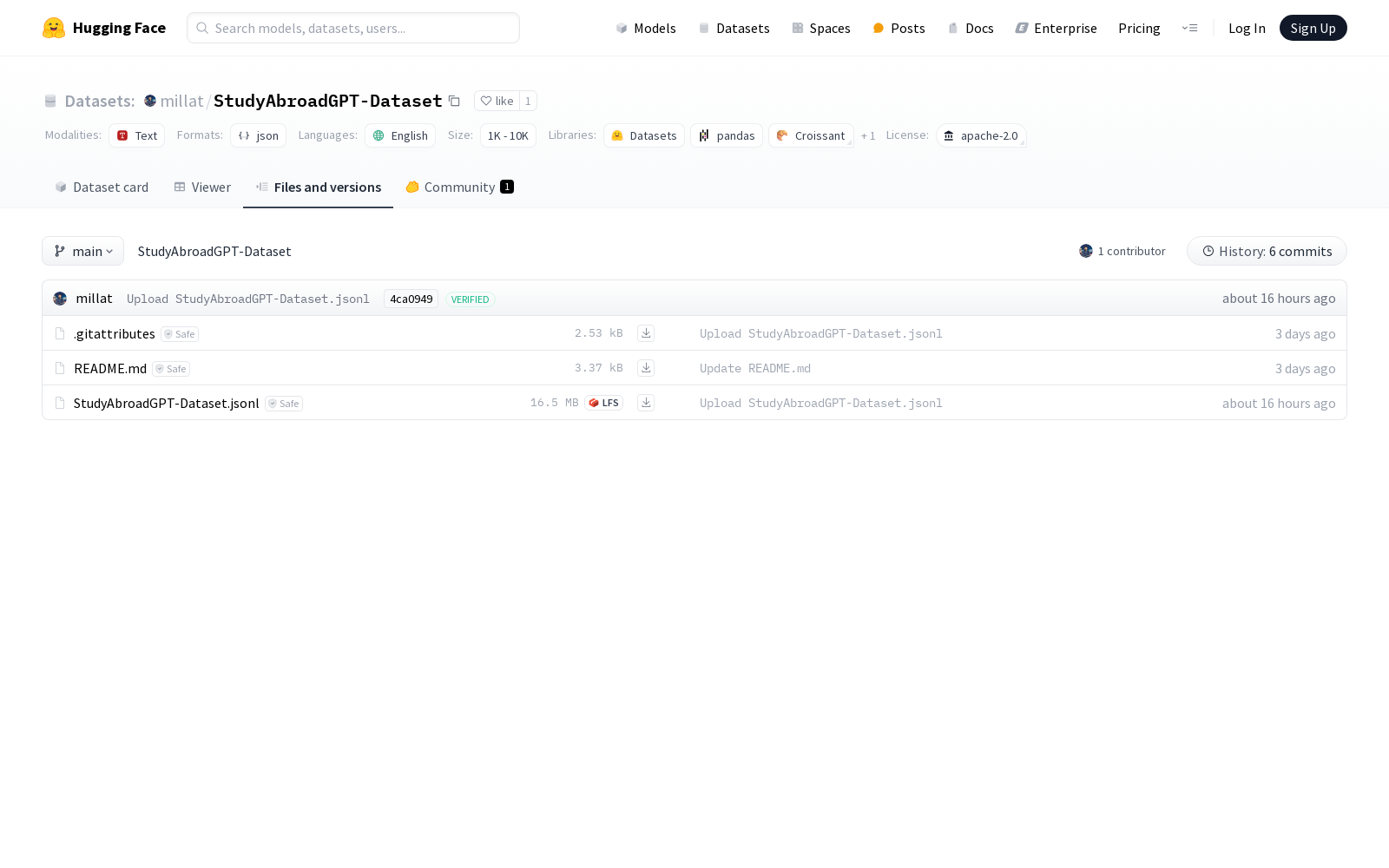 发布 StudyAbroadGPT-Dataset 数据集, 应用在 出国留学、问答系统 领域